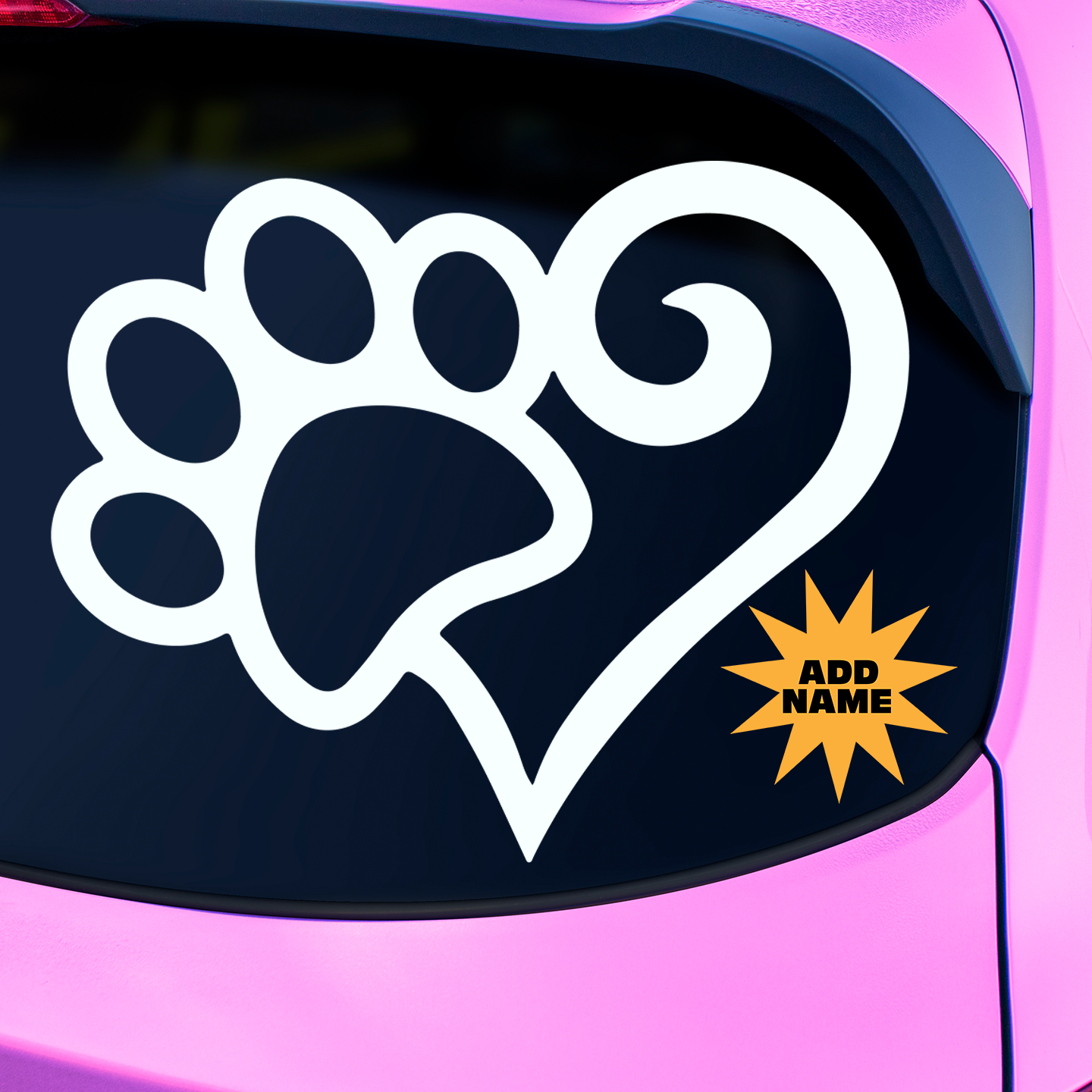 Paw Print Heart Sticker | Personalised Stickers For Cars Australia ...