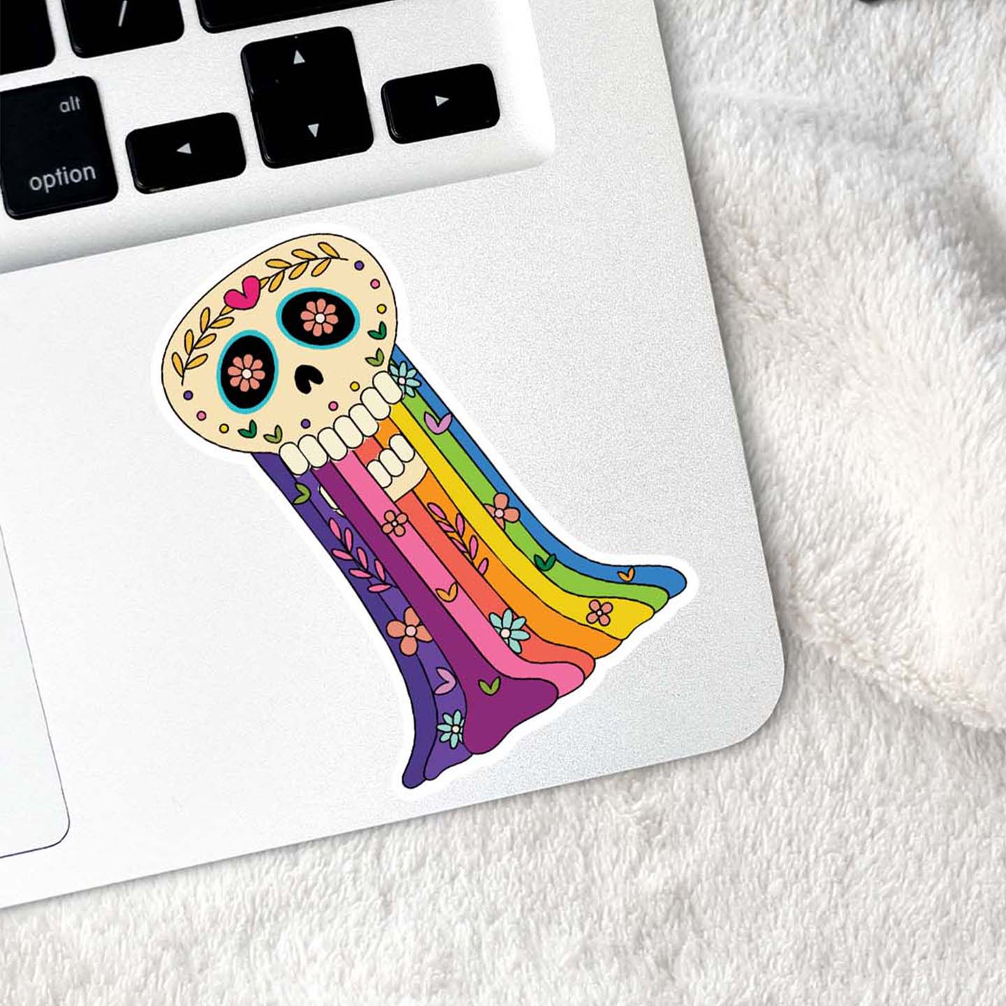 Sugar Skull Vomiting Rainbow Sticker | Laptop Phone Stickers Australia ...